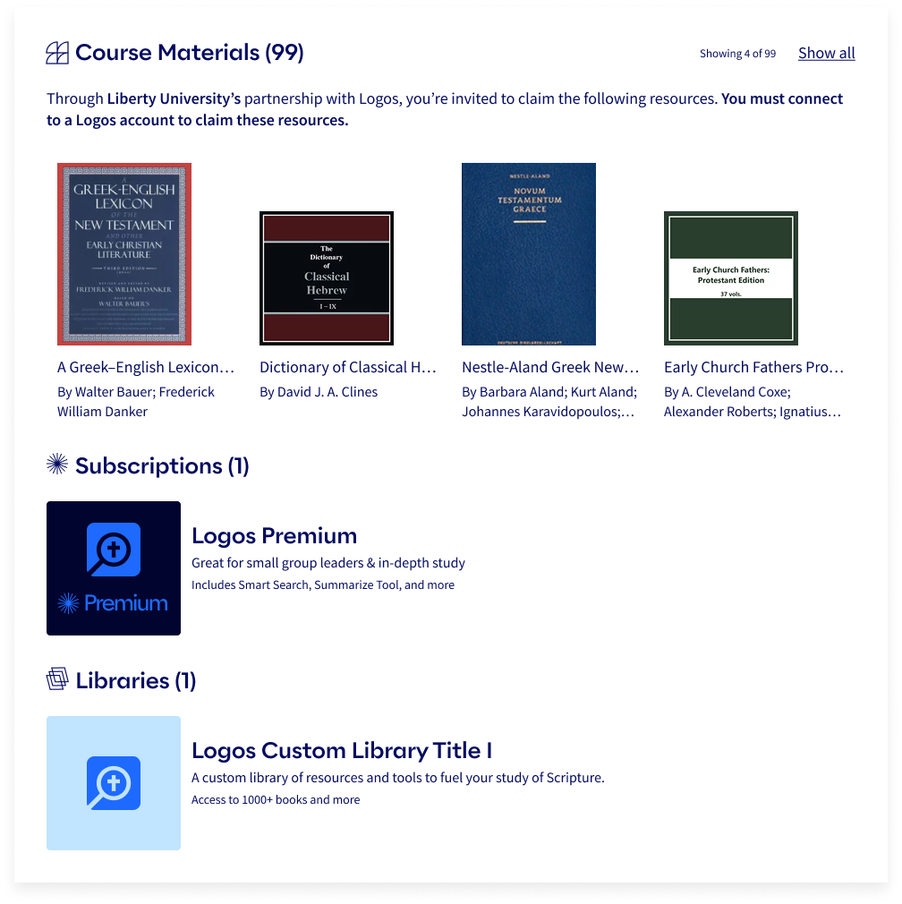Inclusive Access: Course Linking | Blackboard – Logos Help Center