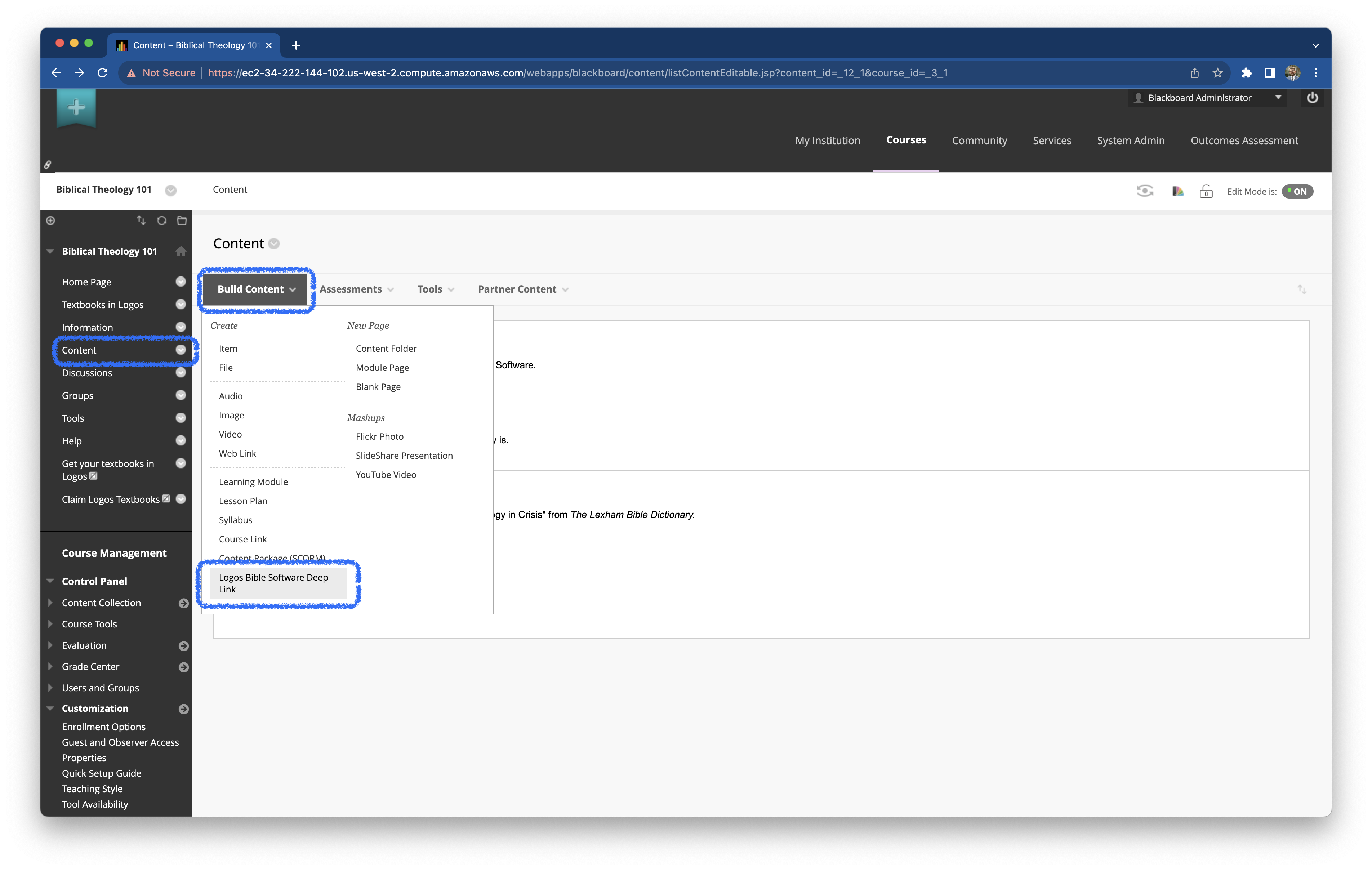 Inclusive Access: Course Linking | Blackboard – Logos Help Center