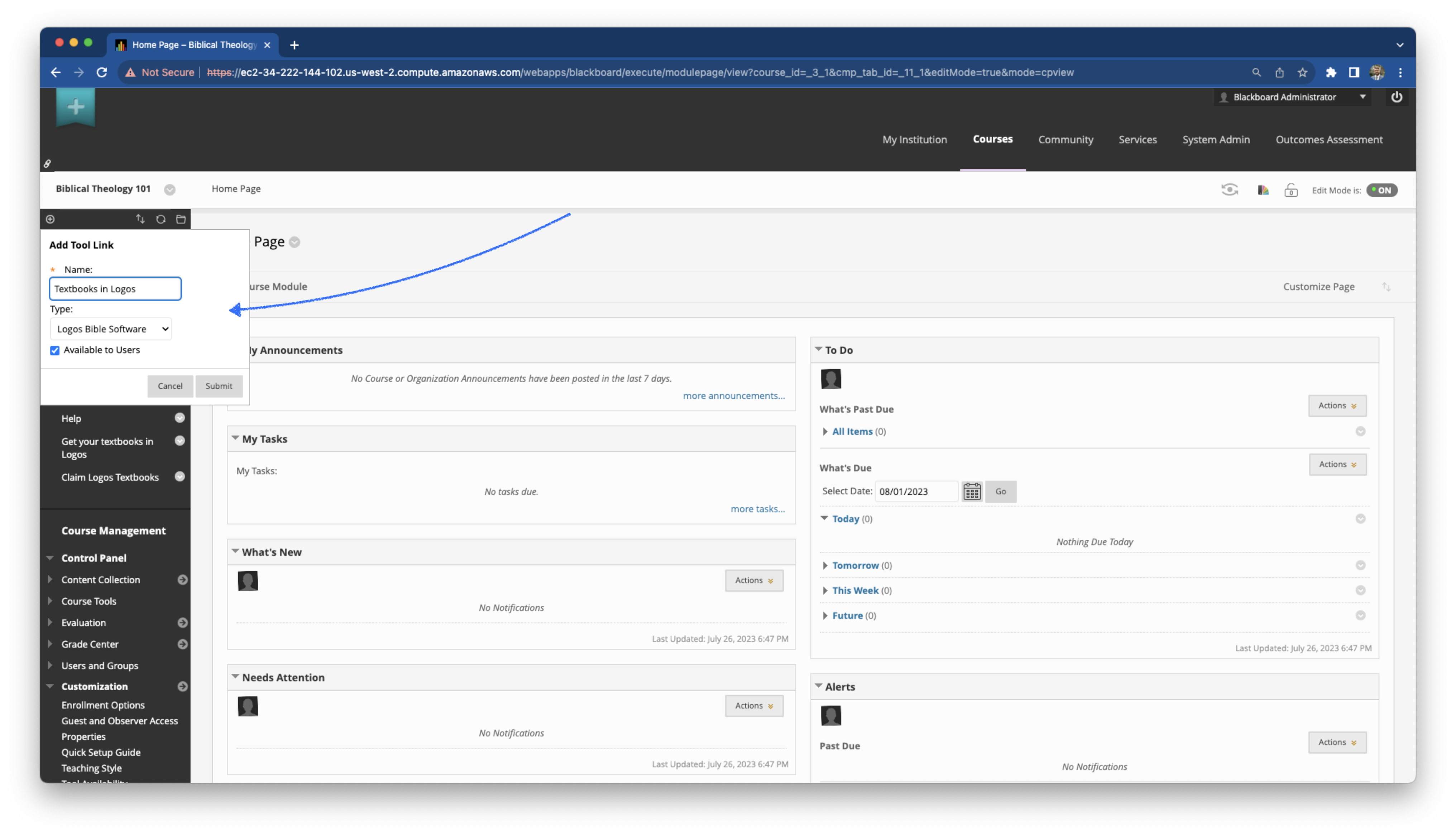 Inclusive Access: Course Linking | Blackboard – Logos Help Center