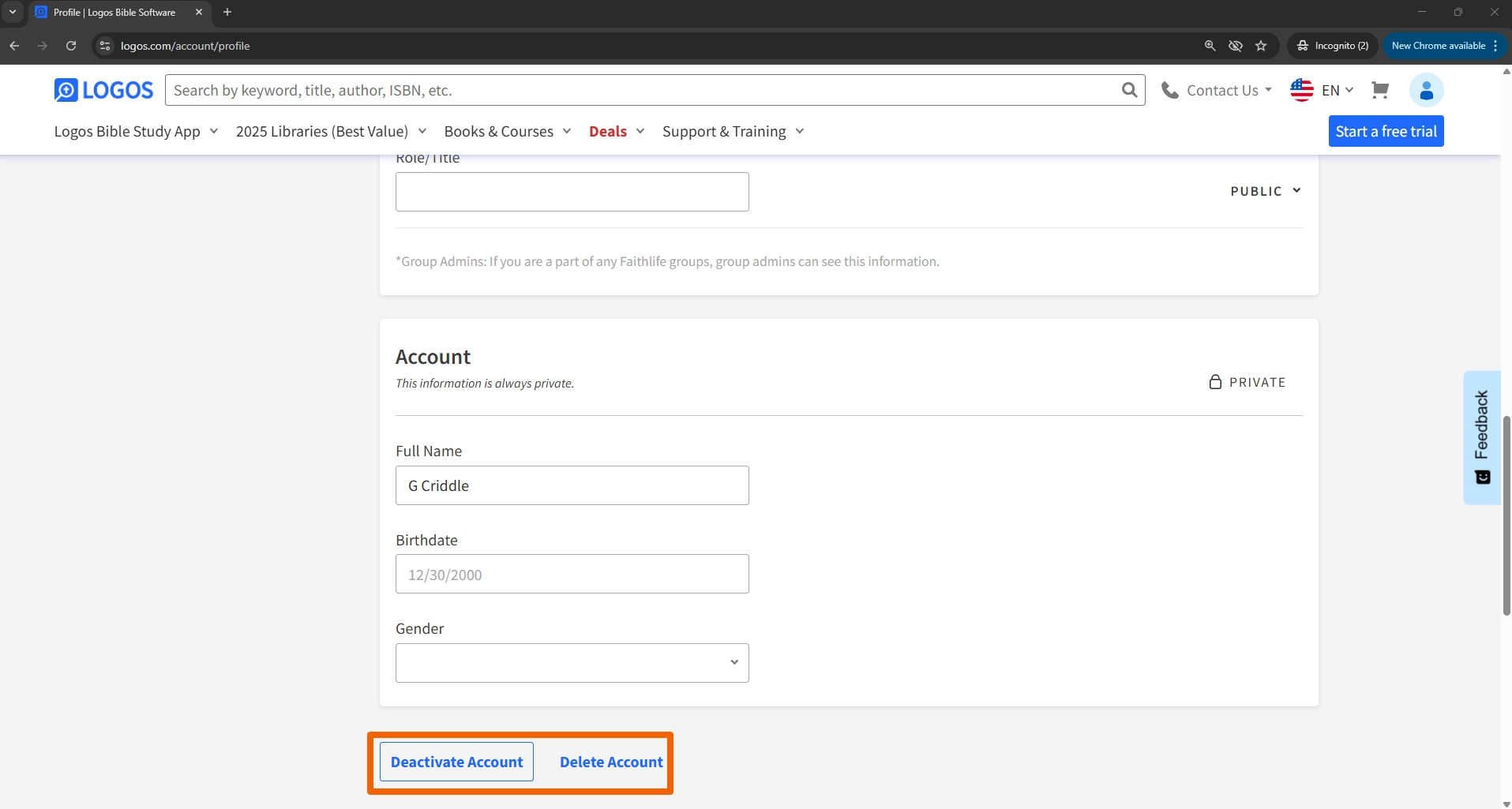 Delete Your Logos Account – Logos Help Center
