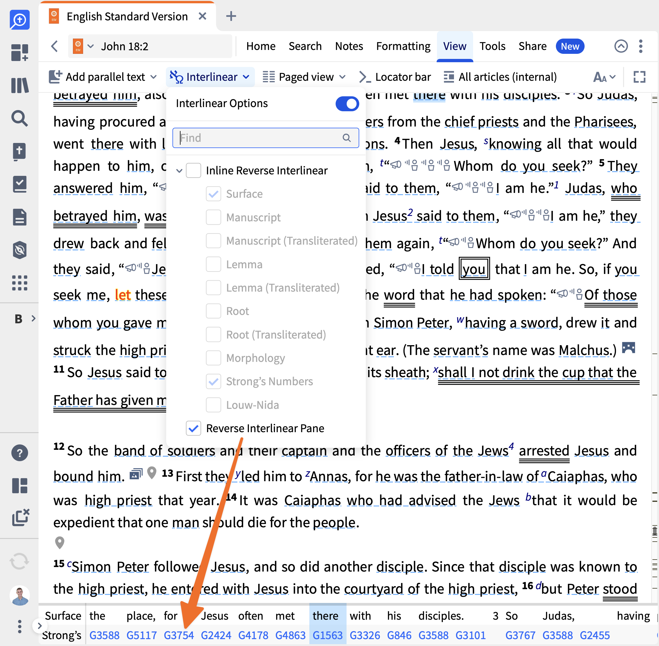 How to Access Strong's Numbers – Logos Help Center